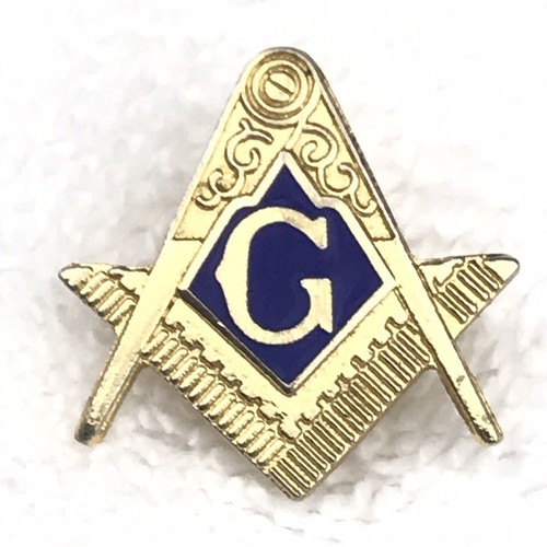 VINTAGE Freemasonry Pin Brooch Masons Compass Square G Gold Tone Enamel ...