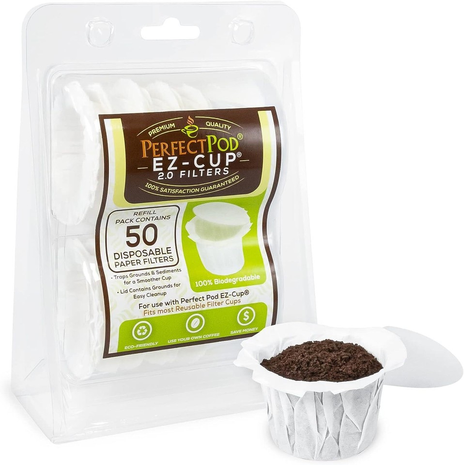 Perfect Pod EZ-Cup Paper Coffee Filters with Patented Lid for Single ...