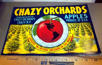 Vintage Original Label, 1940s Chazy Orchards Apple Crate Label, New ...