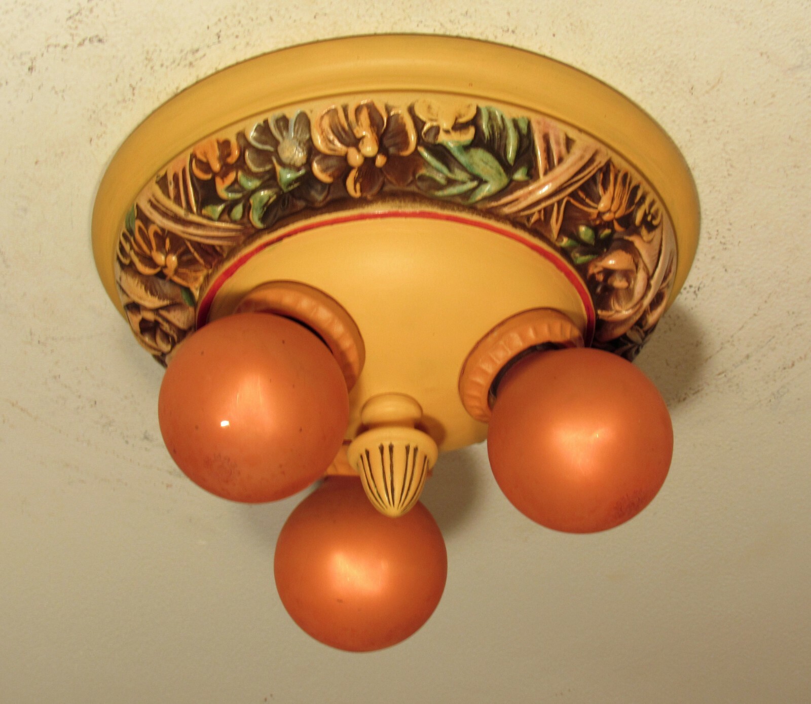 One Antique Floral Three Bulb Light Fixture Professionally Restored | eBay