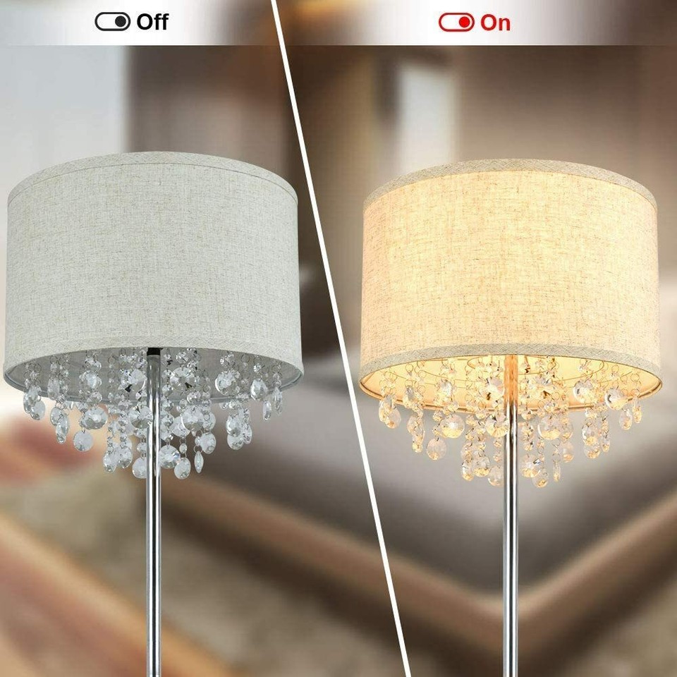 Modern Glam Crystal Floor Lamps Vintage Tall Pole LED Standing Lamp for ...