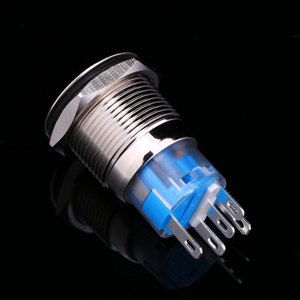 *12V Auto Power Angel Eye Metal Push Button Blue LED Light Toggle ...