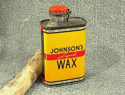 VINTAGE JOHNSON`S LIQUID WAX TIN CAN RED WIRE CAP 1/3 PINT COPYRIGHT ...