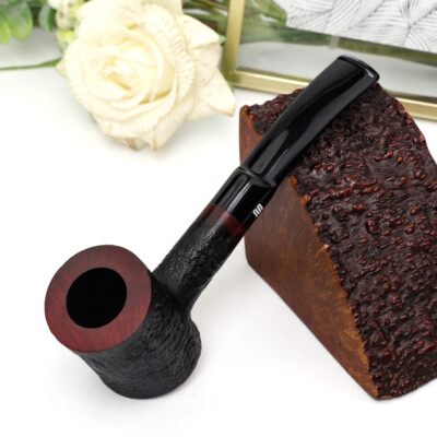 Briar Wooden Tobacco Pipe Sandblasted Poker Pipe Handcrafted 9mm ...