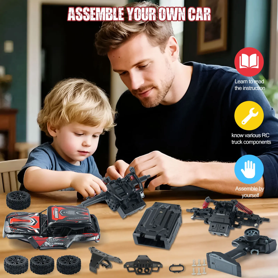 110 Scale 4WD RC Car 48KMH Off Road Truck 2 Batteries, 1:12 Assembled ...
