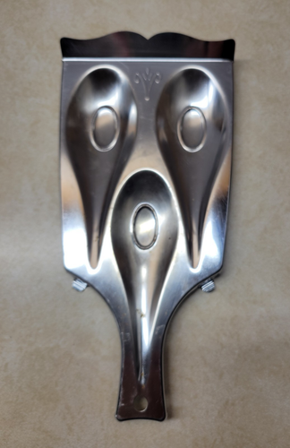 Vintage Chrome Triple Spoon Rest Silver Tone Metal 3 Spoon Holder | eBay