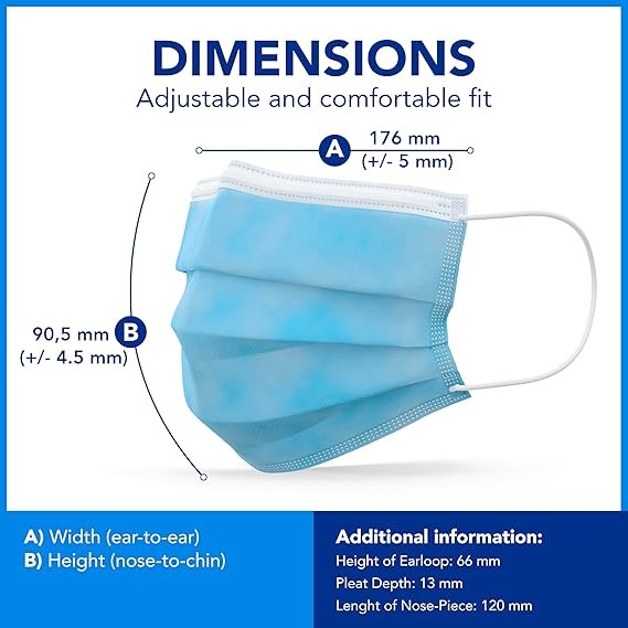 Disposable face masks box of 50 level 3 blue adult | eBay
