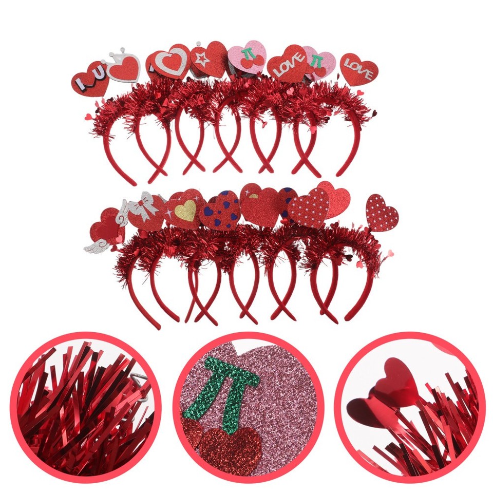 12pcs Valentine'S Day Heart Headband: Heart Head Bopper Party Hair Band ...