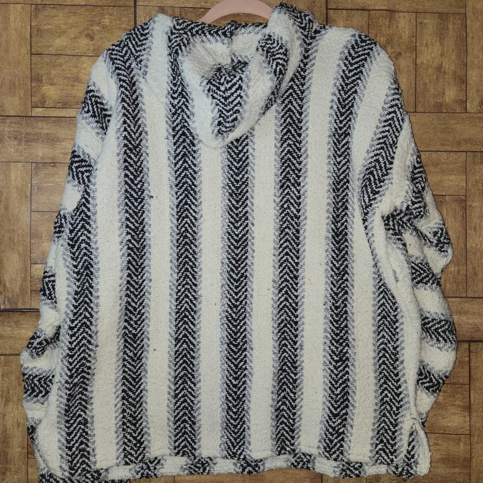 VTG Earth Ragz Black White Men’s Wool Blend Baja Hoodie Parka Jacket ...