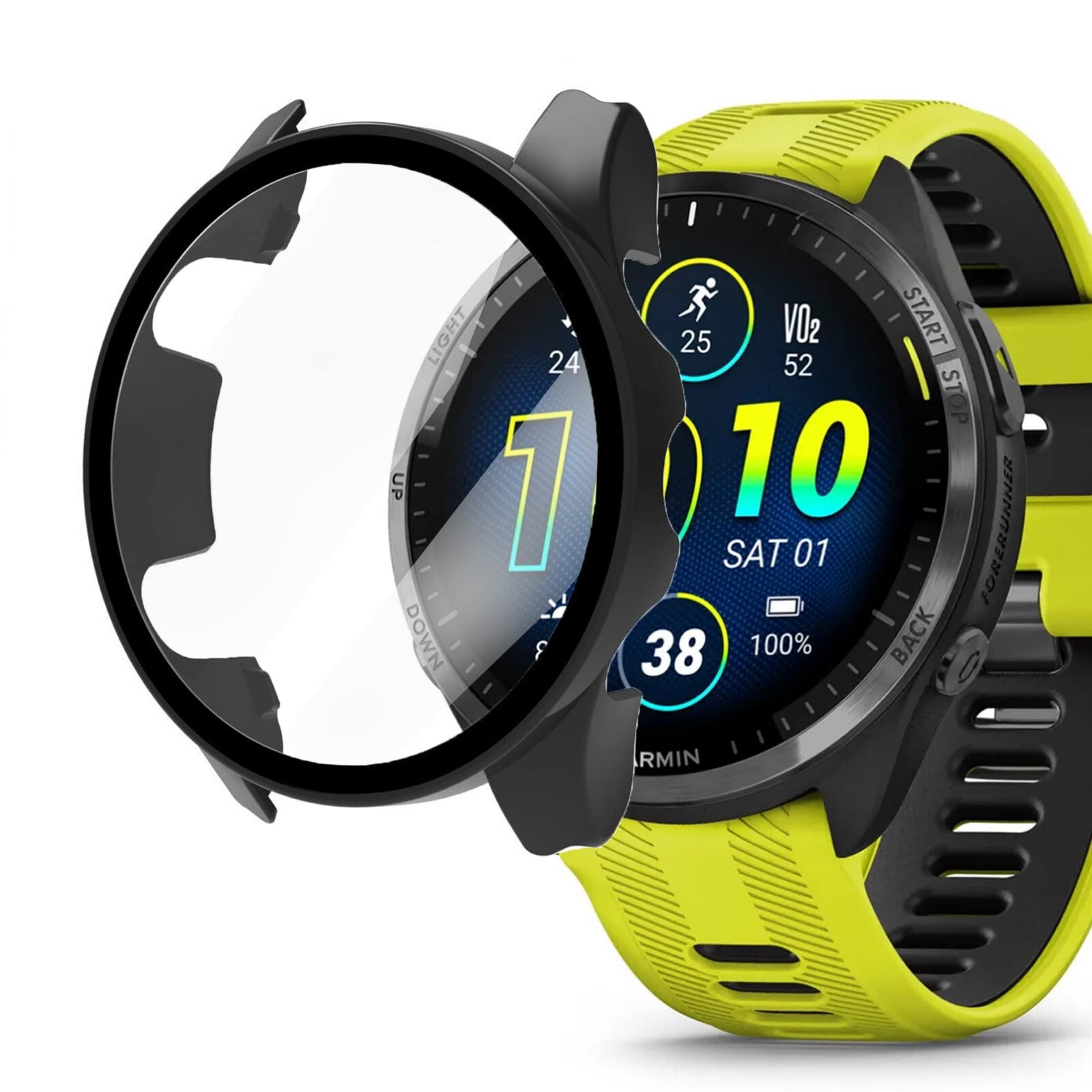 For Garmin Forerunner 265 265S 965 970 570 Case Glass Cover Screen ...