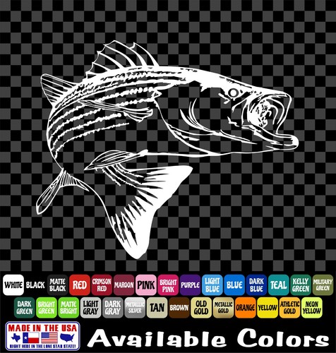 STRIPER Fishing Sticker Striped BASS Boat Rockfish Jumping Vinyl Decal ...