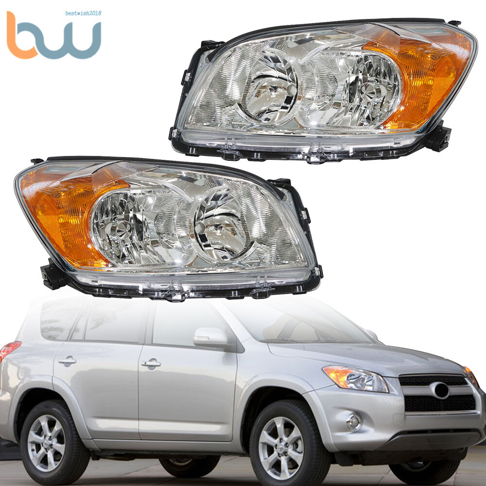 For 2009 2010 2011 2012 Toyota RAV4 Headlights Headlamps RH&LH Chrome ...