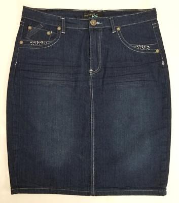 Miss No Fuze Wms 12 Blue Denim Skirt Dark Wash Rhinestones Cowgirl ...