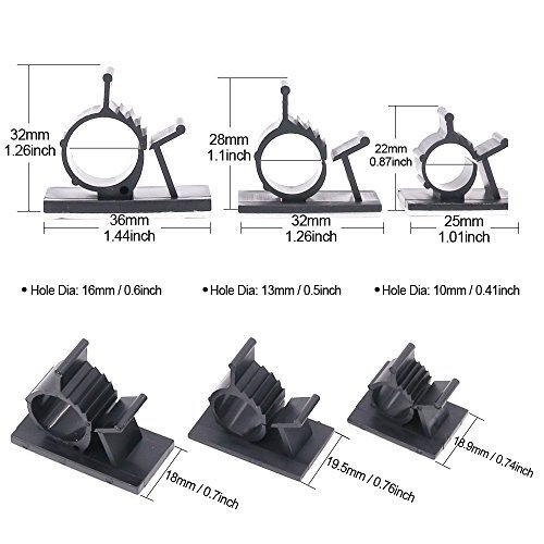 100Pcs 3 Sizes Adjustable Multipurpose Self-Adhesive Cable Clips Wire ...