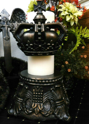 LARGE Crown Candle Pin for Pillar Candle, Old World Plaster Home Decor ...