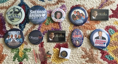 Lot of 12 Political Campaign Buttons/Pins - Obama - Biden - Clinton ...