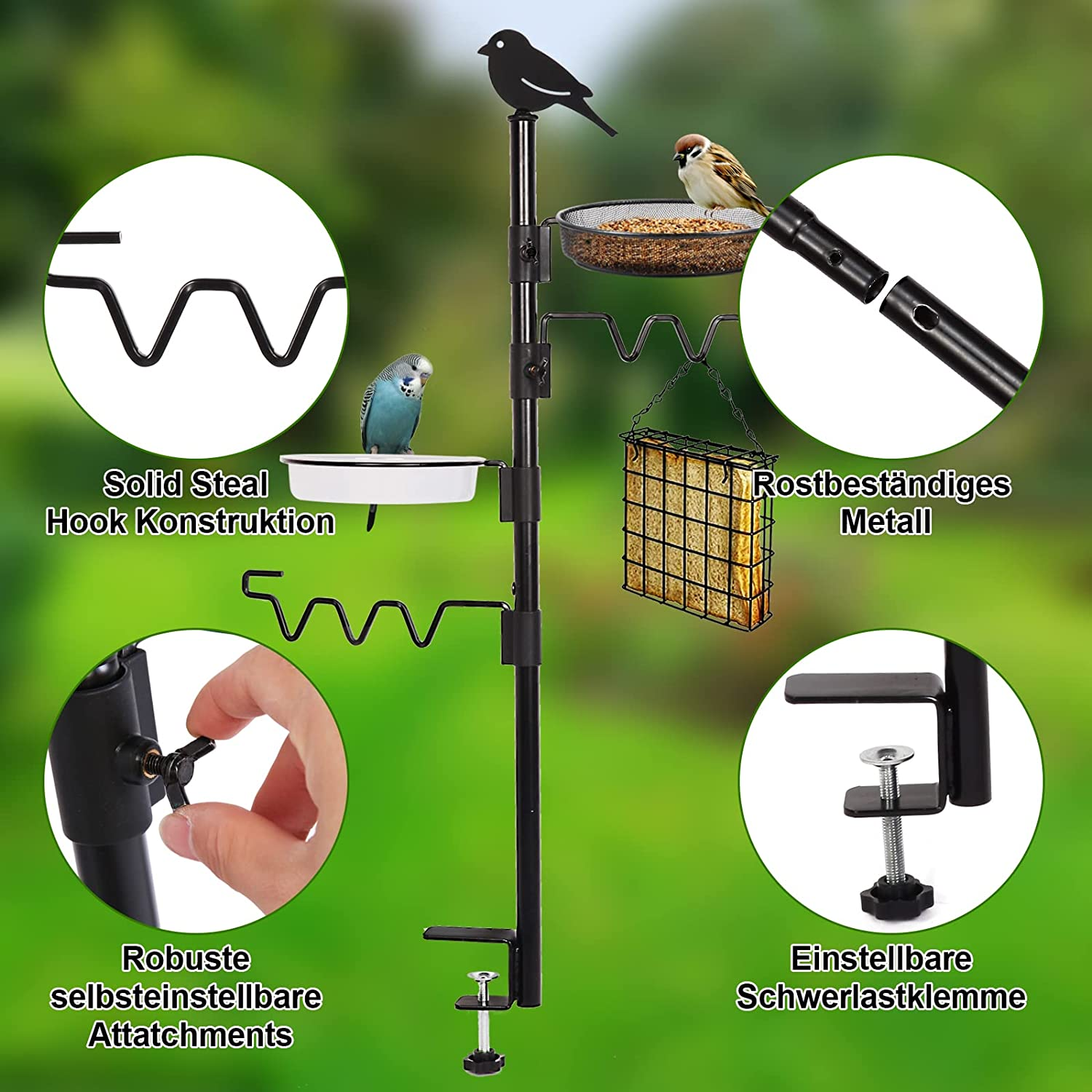 Deck Bird Feeder Station Kit Deck Bird Bath Hook Bird Feeding Pole | eBay
