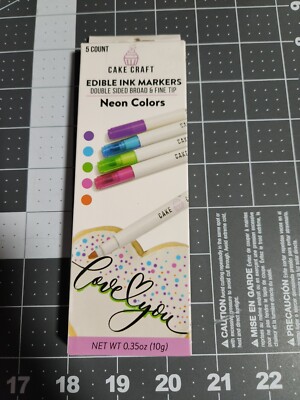 Cake Craft Edible Ink Markers Food Coloring Neon Colors Double sided ...