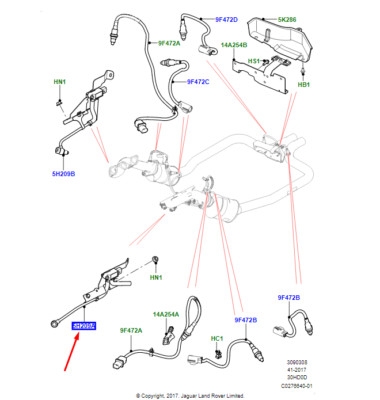 LR RR VELAR L560 Exhaust Gas Pressure Left Sensor LR126303 NEW GENUINE ...