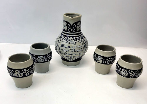Vintage Gerzit Gerz West Germany Stoneware Pottery 5 Piece Set Pitcher ...
