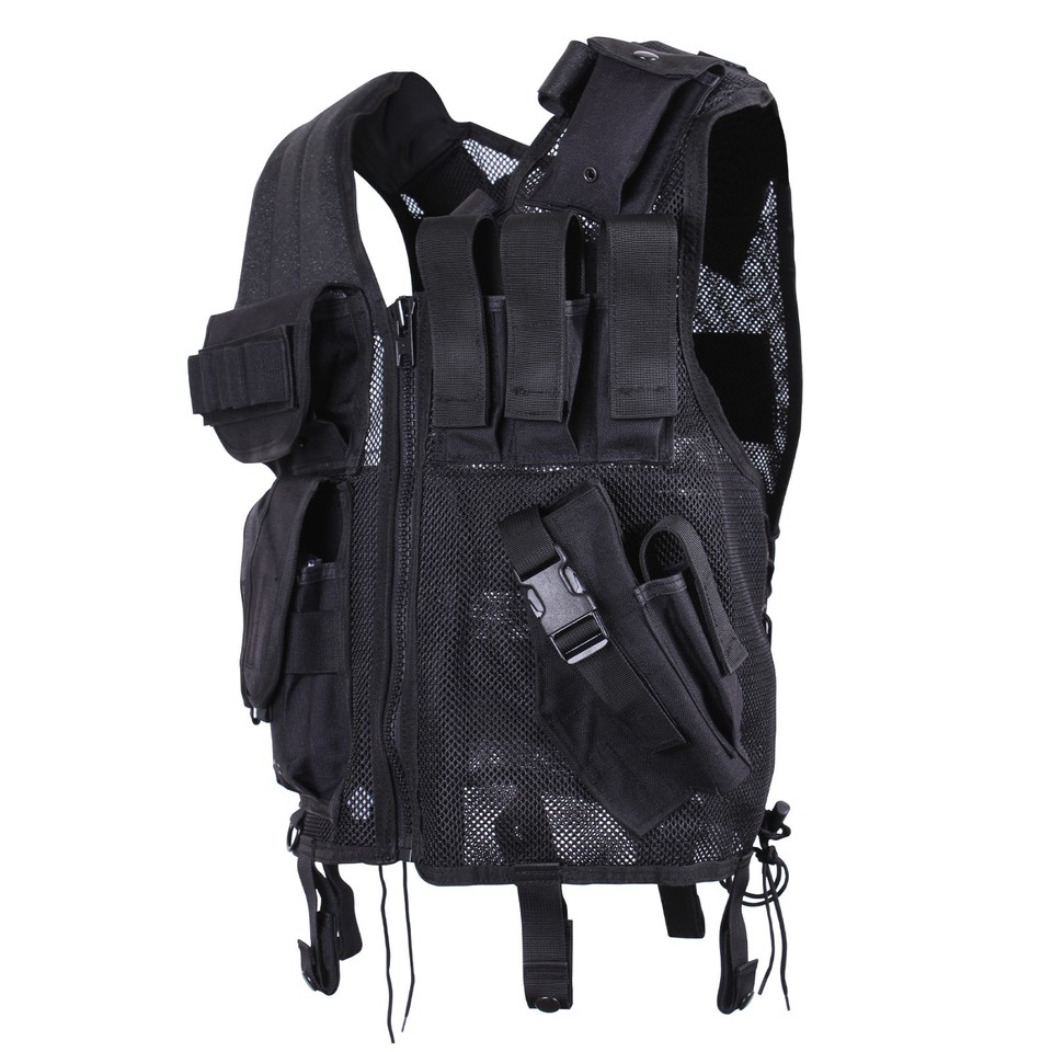 Black Quick Draw Raid Swat Tactical Vest with Gun Holsters & Pouches | eBay