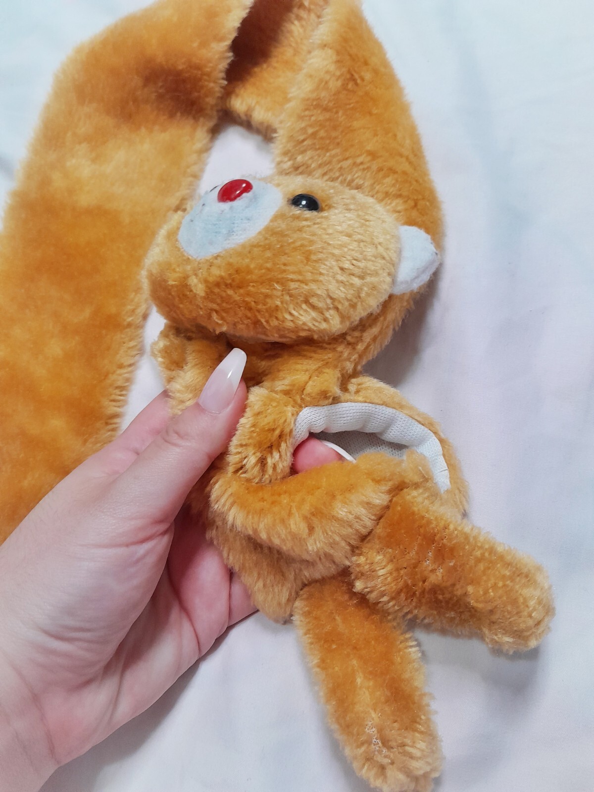 Vintage 2000's Kawaii Teddy Bear Furry Mini Scarf Nec… - Gem