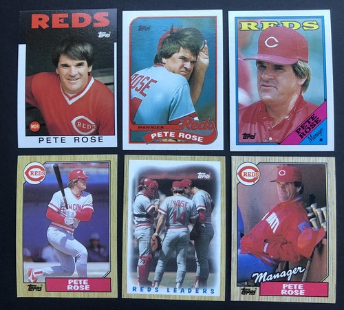 Pete Rose Six (6) Card Lot Cincinnati Reds Player/Manager 1986-89 Topps ...