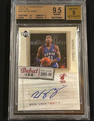 Wayne Simien 2005-06 UD Rookie Debut Ink #WS RC NBA Miami Heat - BGS 9. ...