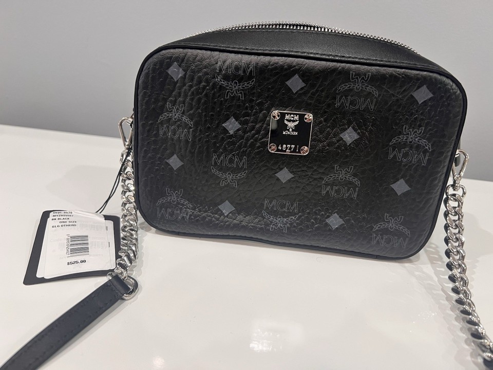 MCM VISETOS BLACK CROSSBODY BAG PURSE CAMERA MONOGRAM HANDBAG NEW ...