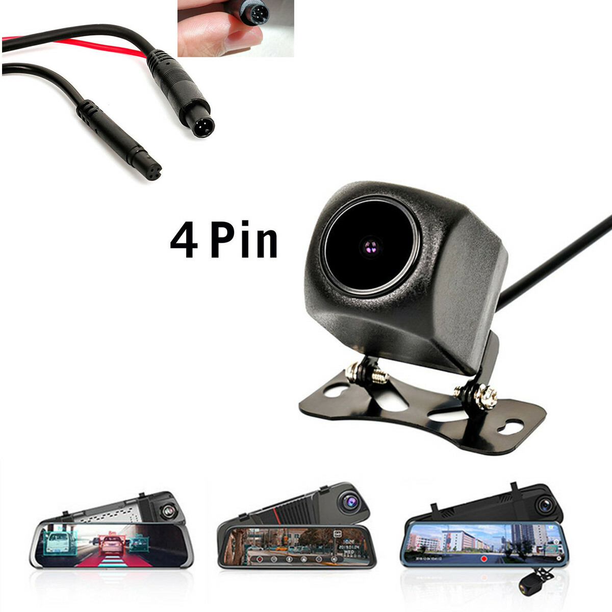 1 Pcs 12V Rear View Camera 2.5mm 4 Pin Jack Port Fit For Car DVR Mirror ...