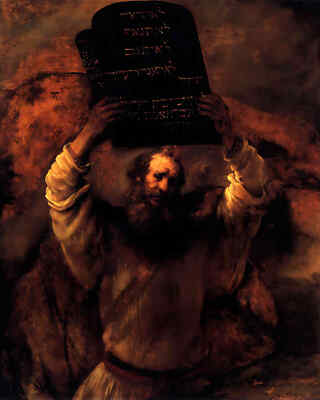 Moses Smashing the Tablets of the Law Painting by Rembrandt 8x10" Art ...