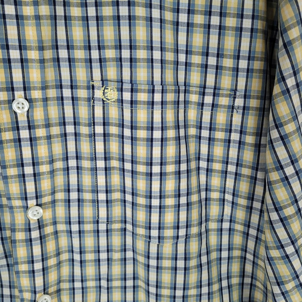 IZOD Casual Button-Down Shirt Men's Yellow Blue XL Cotton Blend | eBay