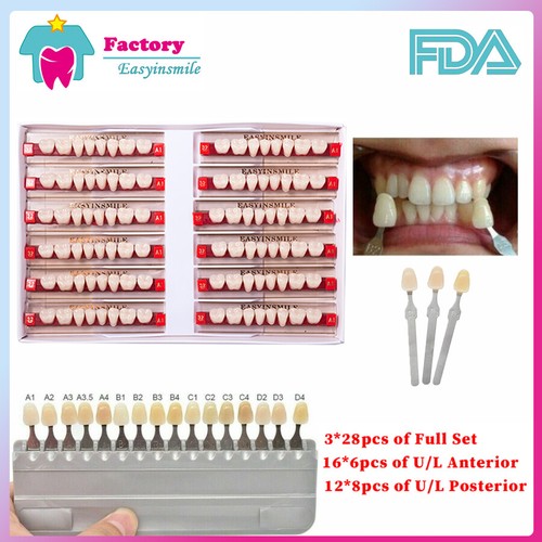 A1/A2/A3 Dental Acrylic Resin DIY Denture False Teeth Upper Lower Full ...