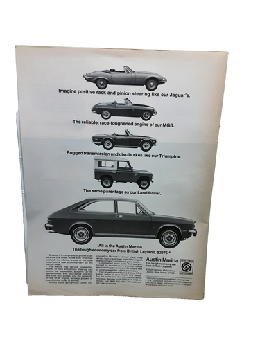 1973 Austin Marina 1974 Original Print Ad 70s | eBay UK