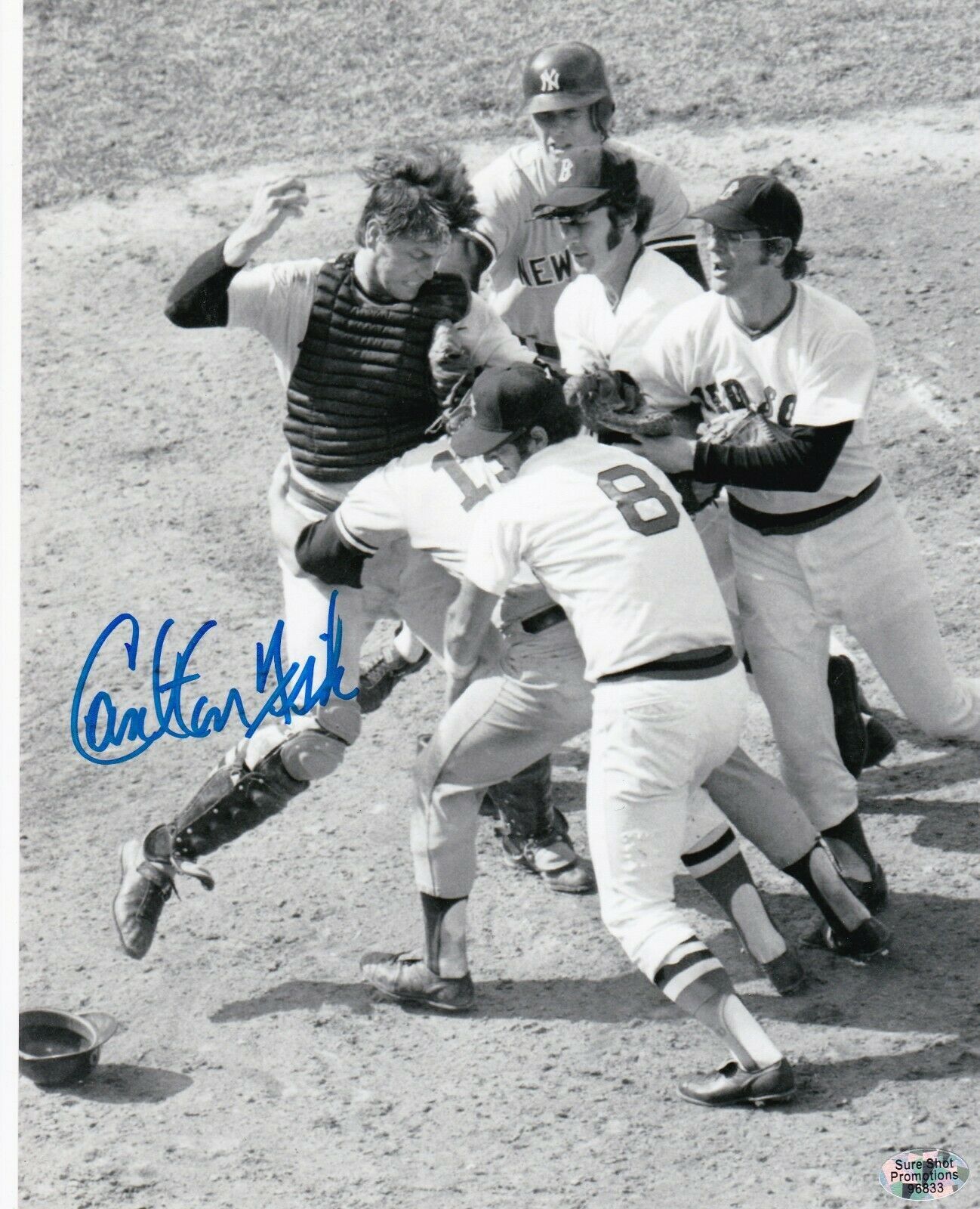 CARLTON FISK BOSTON RED SOX YANKEES THURMAN MUNSON FIGHT SIGNED 8x10 ...