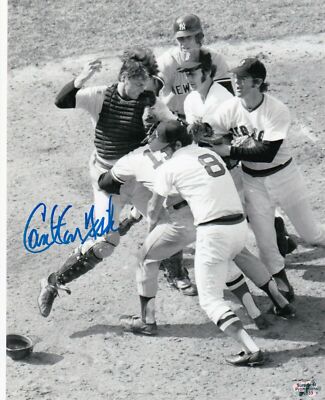 CARLTON FISK BOSTON RED SOX YANKEES THURMAN MUNSON FIGHT SIGNED 8x10 ...