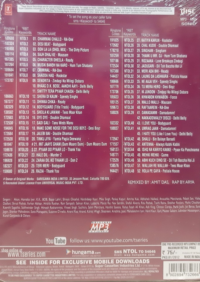 Ooh La La Remix - Bollywood Hindi Songs MP3 (52 Songs), Akon, K.K ...