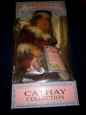 Cathay Collection Porcelain Native American Doll Indian Porcelain Doll ...