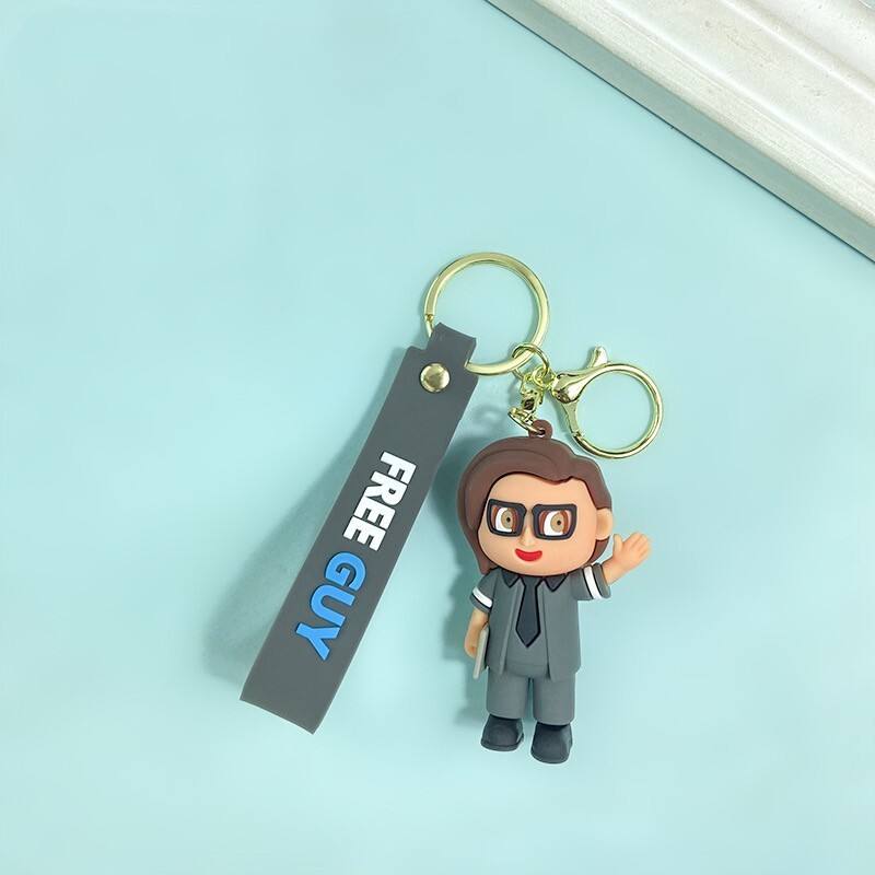 FREE GUY 3D Silicone Keychain Key Chain Ring Pendant Game New | eBay