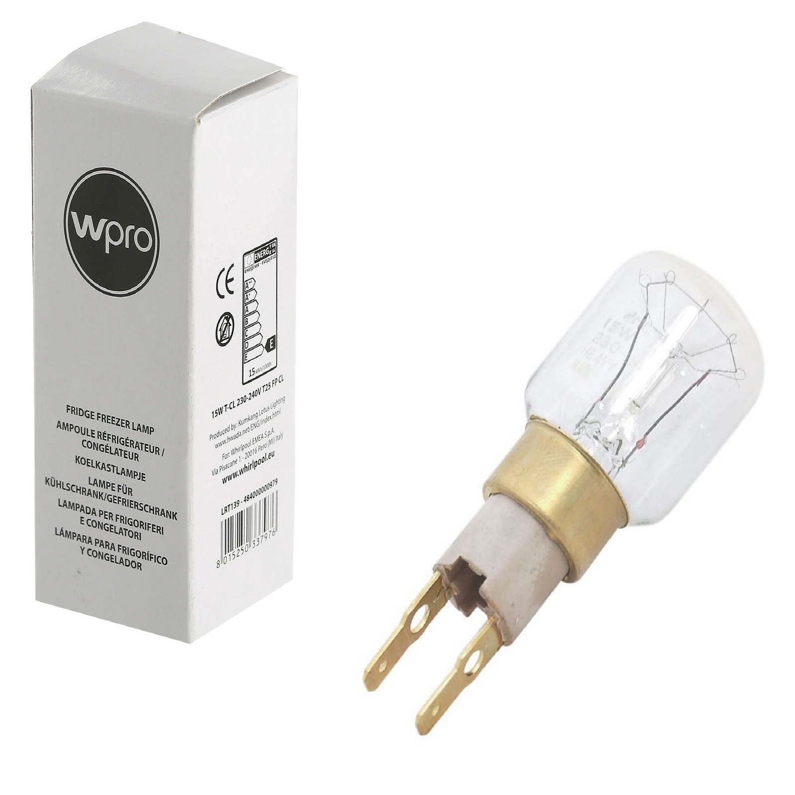Genuine Whirlpool T- Click 15W Fridge Freezer Lamp Light Bulb T25 240v ...