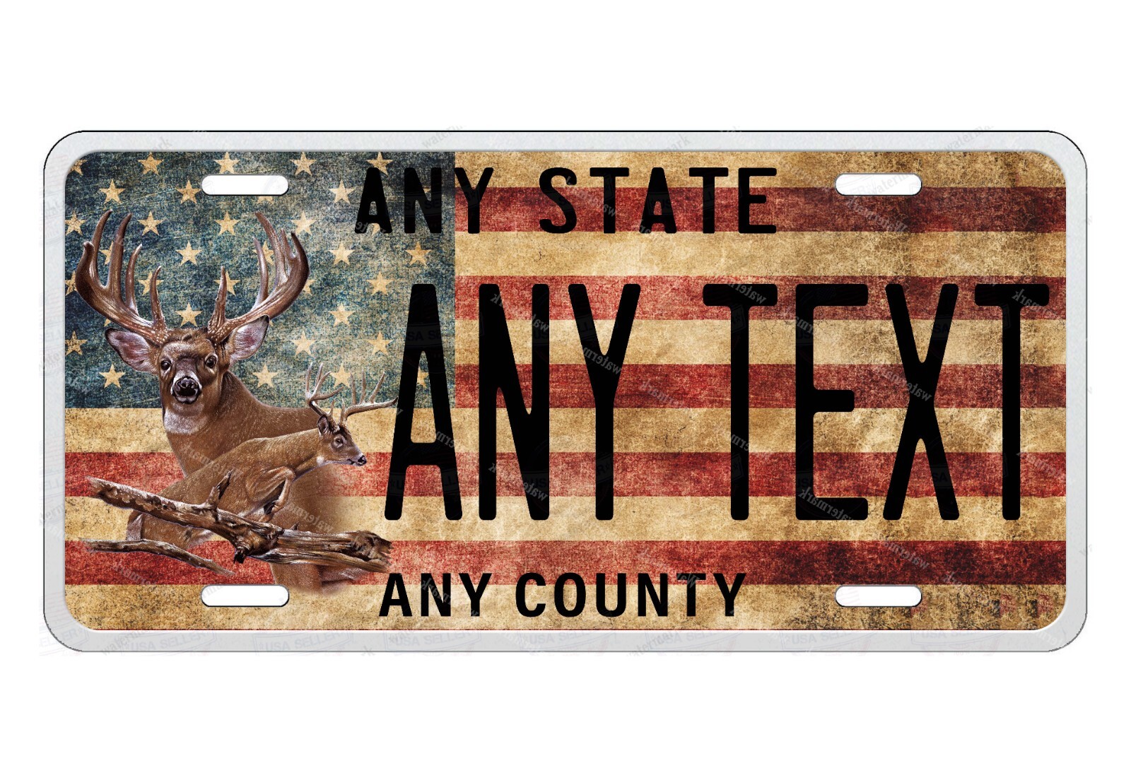 Any State Any Text Custom US Flag License Plate Tag Auto Car Bicycle ...