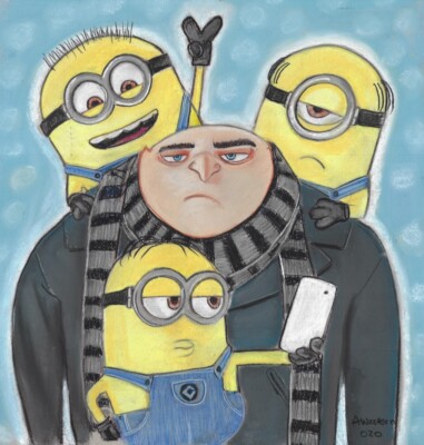 ORIGINAL PASTEL PAINTING OF GRU AND THE MINIONS | eBay