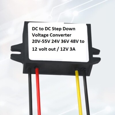 DC Step Down Voltage Converter 24V 36V 48V --- to 12 volt 12V 3A Fast ...