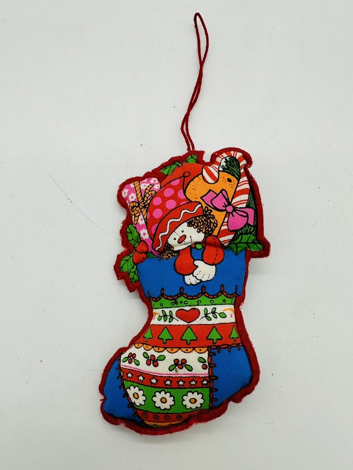 Vintage Hallmark Calico Fabric Stocking Cloth Christmas Ornament Plush ...