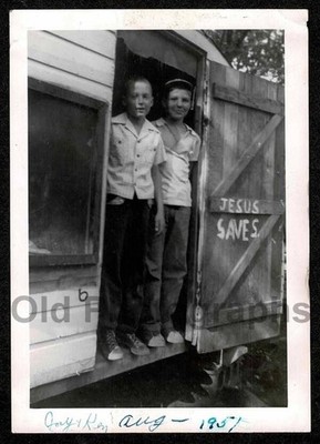 JESUS SAVES CLUBHOUSE DOOR KIDS ROY KEN BUDDIES 1951 OLD/VINTAGE PHOTO ...
