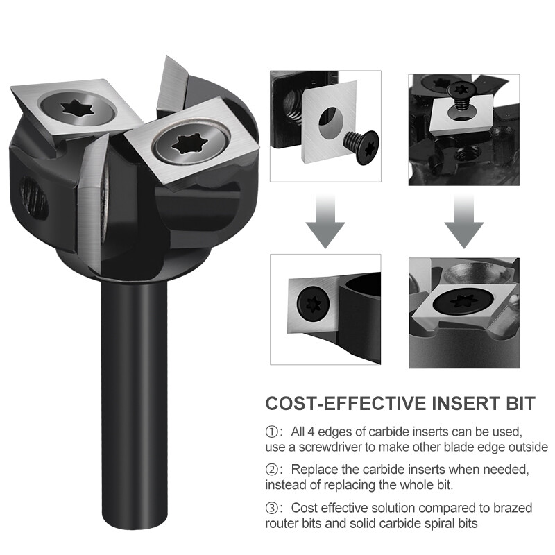 CNC Spoilboard Surfacing Router Bit 1/4'' Shank 1'' Slab Flattening ...