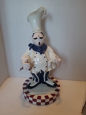 Fat chef Figure Italian Chef Holding Chalkboard Bistro Kitchen Decor 16 ...