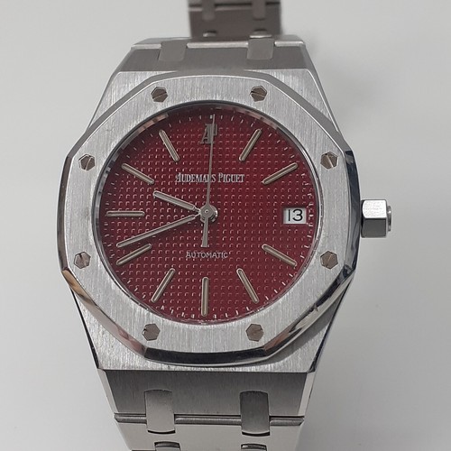 W/Box Audemars Piguet Royal Oak 36 mm Very Rare Red Dial Steel Watch ...