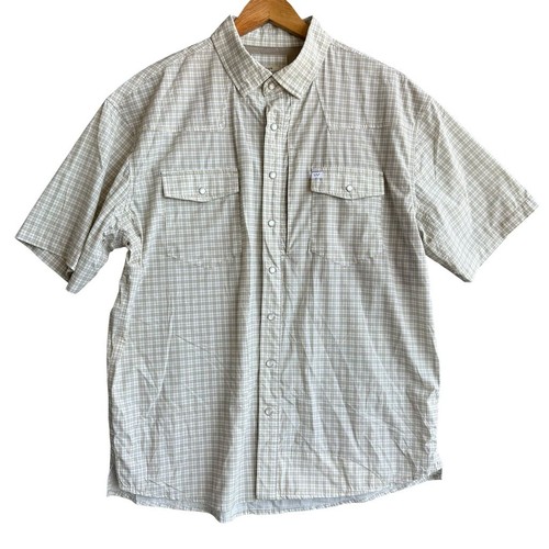 KING RANCH Performance Pearl Snap Shirt Men's M Tan Laguna Madre Short ...