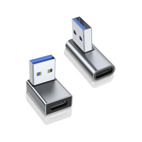 2 Pack Right Angle USB 3.0 Male to USB-C Female Adapter, 90 Degree ...